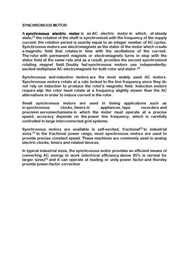 SYNCHRONOUS MOTOR | PDF