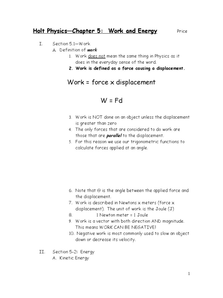 Holt Physics Chapter 5 Outline | PDF | Potential Energy | Natural ... Holt Physics Chapter 5 Outline | PDF | Potential Energy | Natural ...