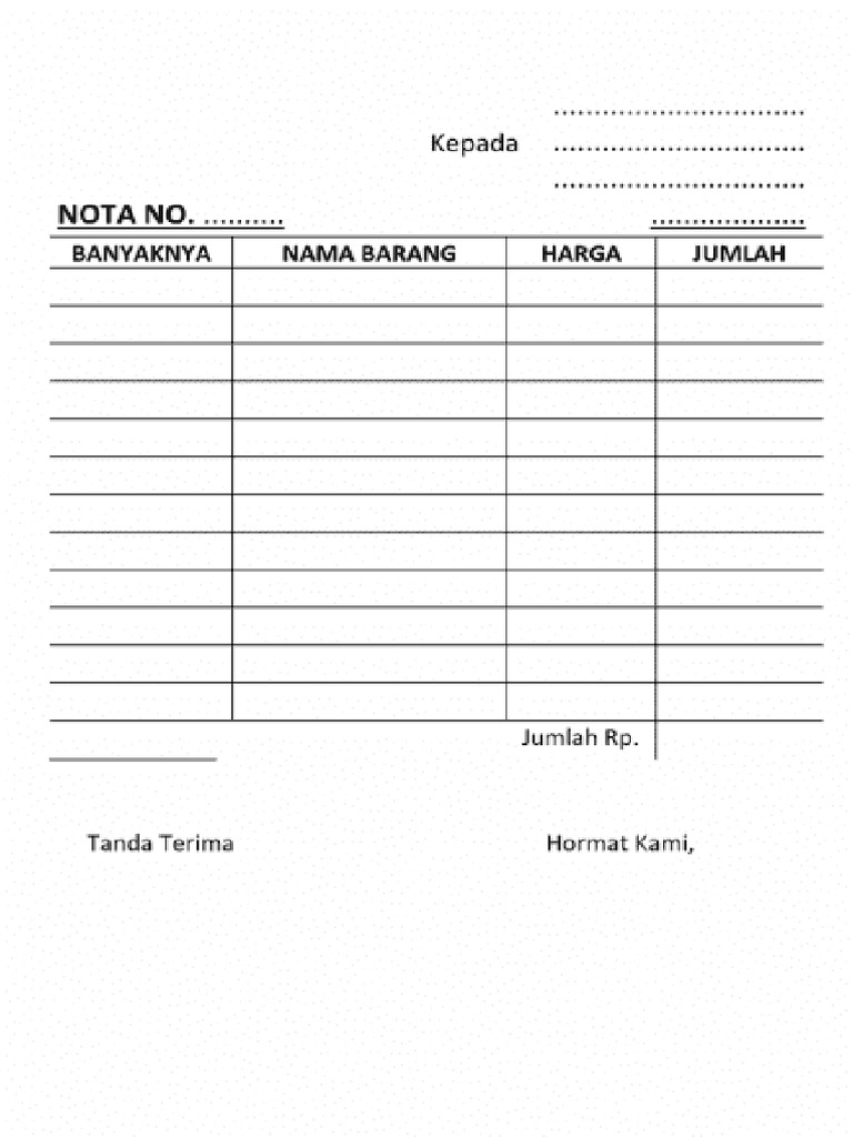 Contoh Nota Kosong | PDF