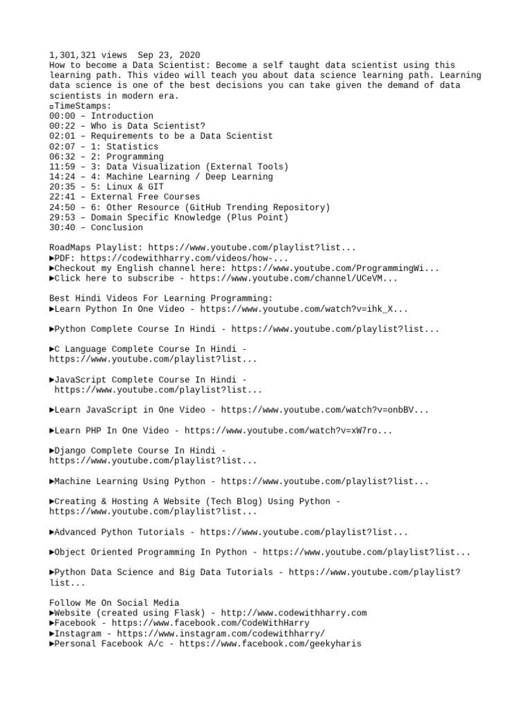 Data Science Career Guide by CodeWithHarry | PDF | Data Science | Python (Programming Language)