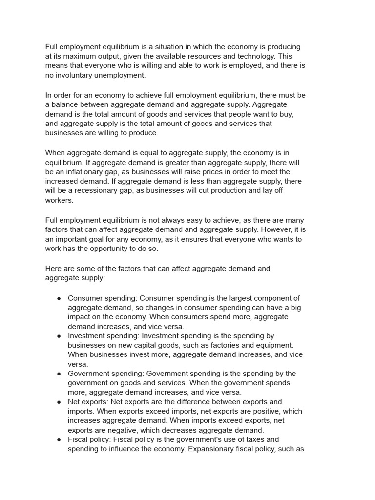 Full employment equilibrium | PDF | Fiscal Policy | Full Employment