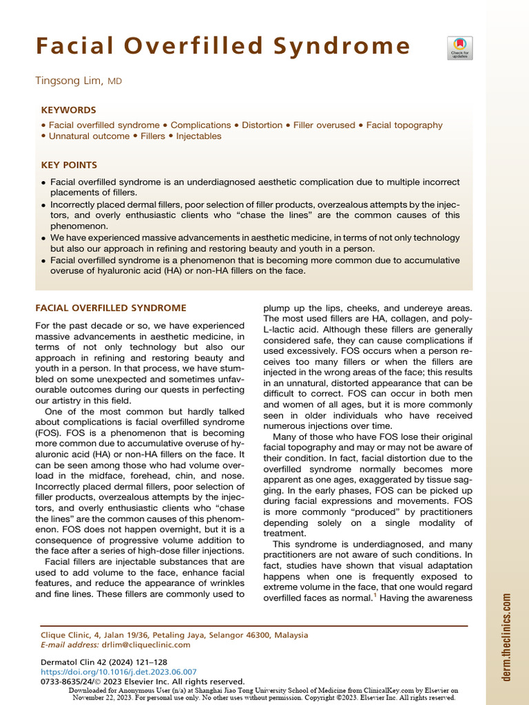 Facial Overfilled Syndrome. | PDF | Face | Injection (Medicine)