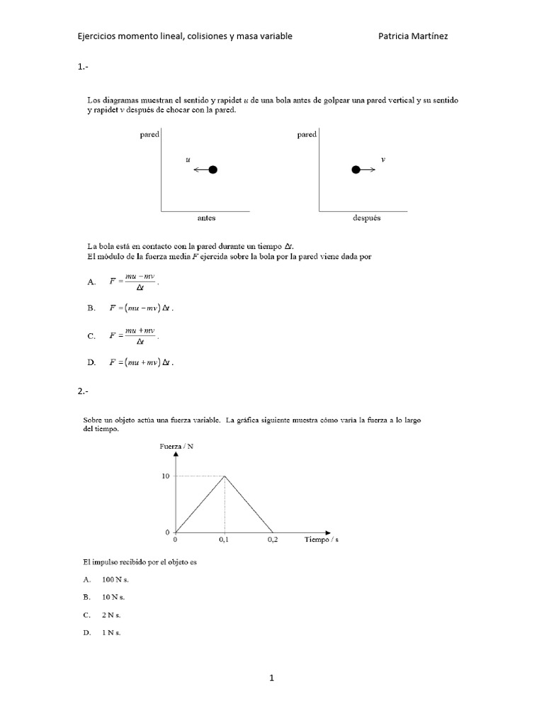 Ejercicios de Física: Colisiones y Masa Variable | PDF