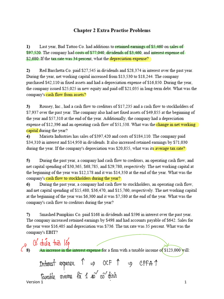 Finance Practice Problems | PDF | Retained Earnings | Expense