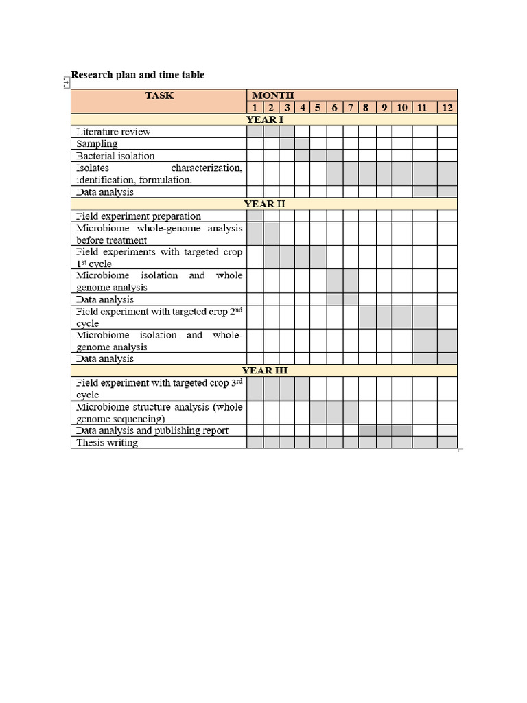 Research Plan and Time Table | PDF