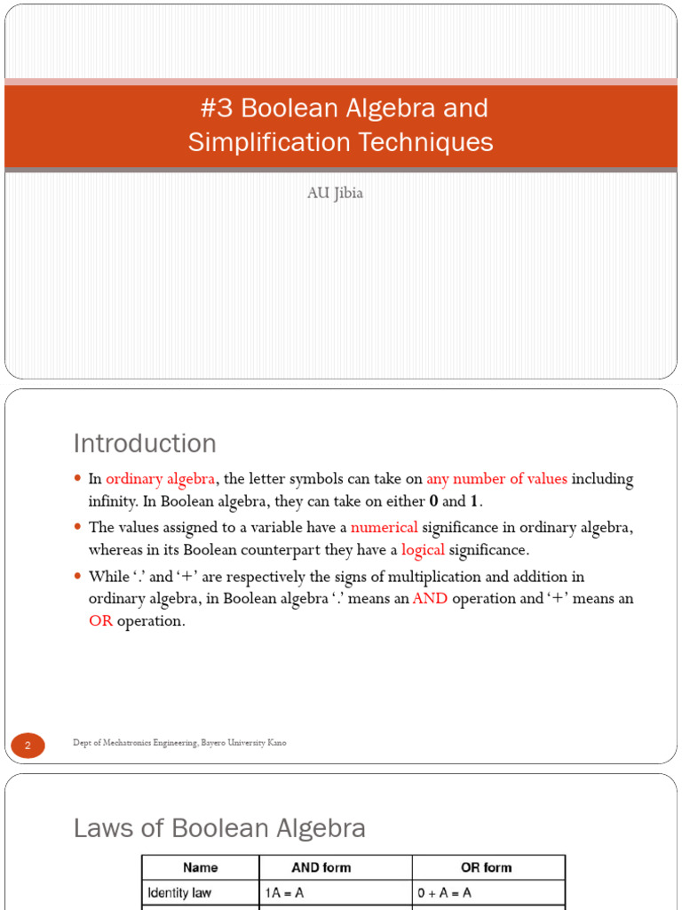 #3Boolean Algebra And | PDF | Boolean Algebra | Teaching Mathematics