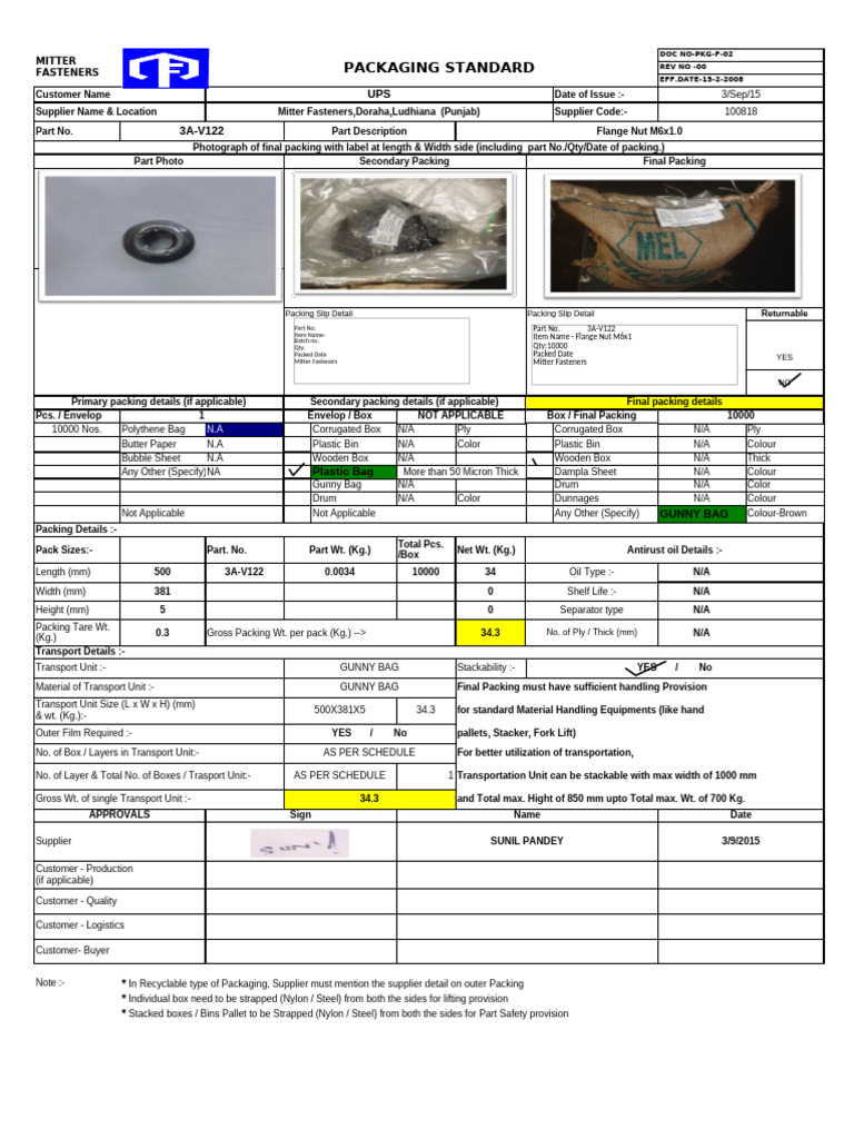 Packing Standard M6x1.0 Nut | PDF | Pallet | Secondary Sector Of The ...