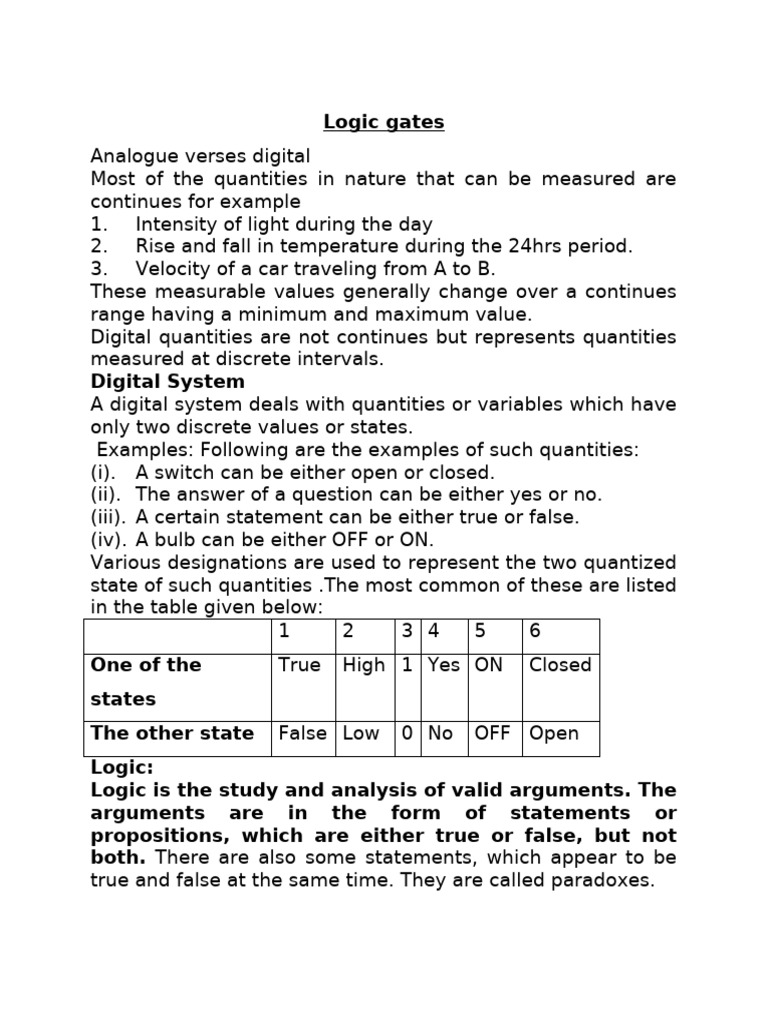 Logic Gates Pdf Logic Gate Logic