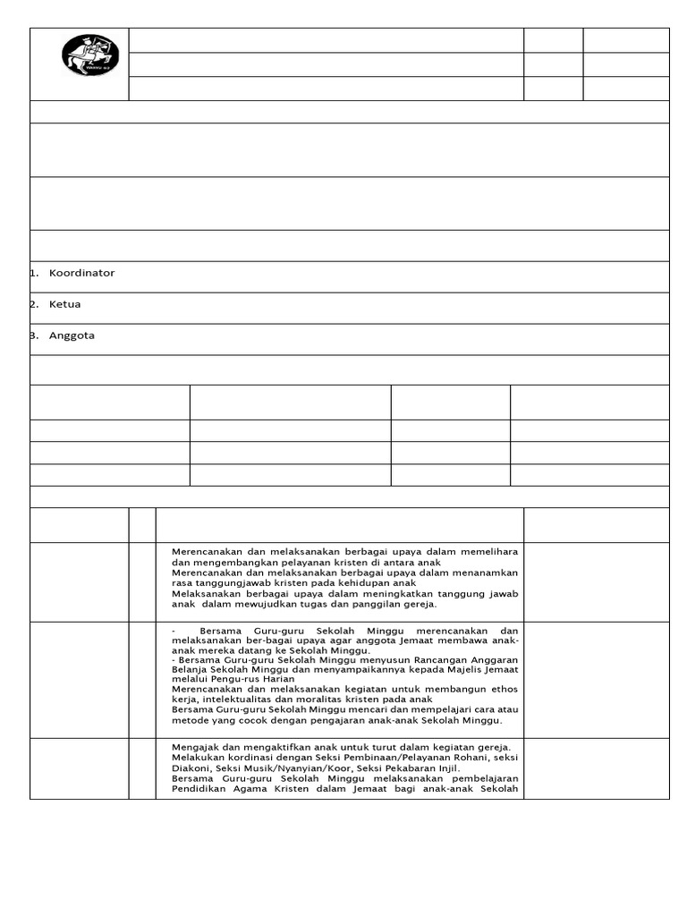 Program-Kerja-Komisi-Anak Sekolah Minggu | PDF