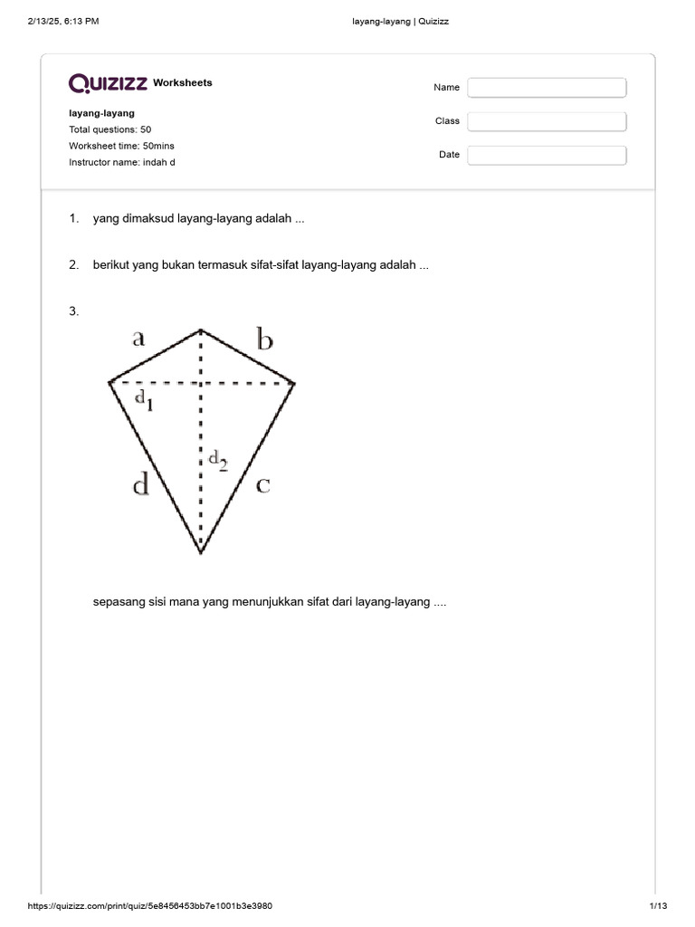 Ciri dan Rumus Layang-layang | PDF