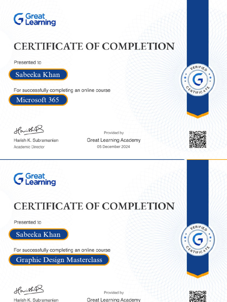 Muqaddas Khan Great Learning Certificate | PDF