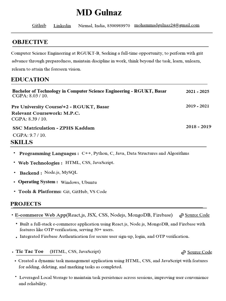 Gulnaz@resume - pdf-1 041210 | PDF | Web Development | Java Script