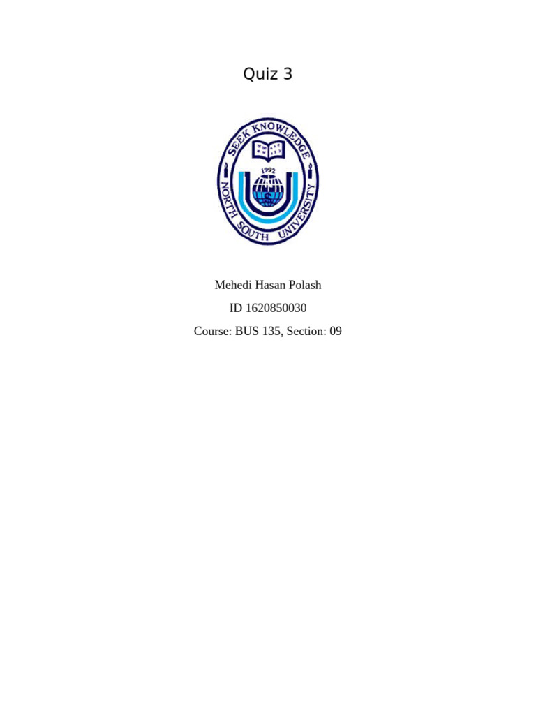 Quiz 3, Mehedi Hasan Polash | PDF