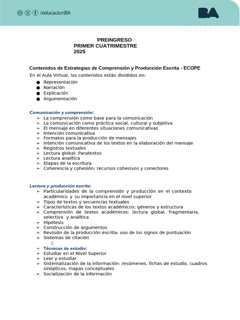 Contenidos a Evaluar Escritura de Comprensión y Producción Escrita ...