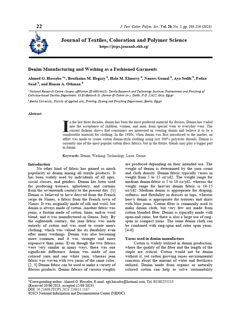 Denim Manufacturing and Washing As A Fas | PDF | Dyeing | Textiles