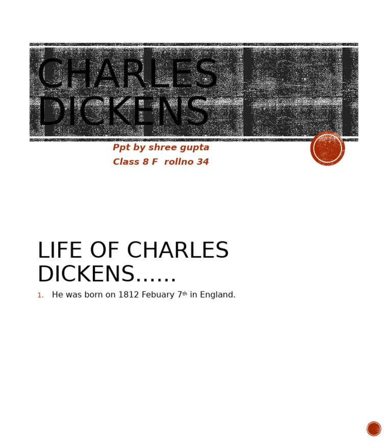 Charles Dickens: PPT by Shree Gupta Class 8 F Rollno 34 | PDF