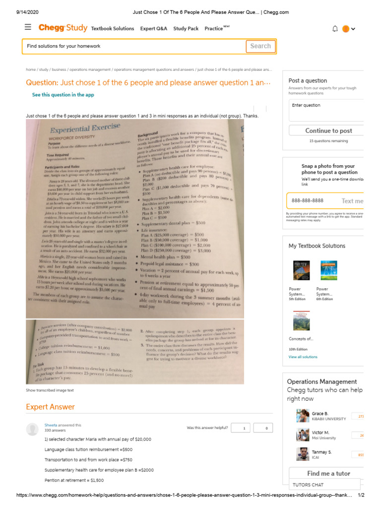 Just Chose 1 of The 6 People and Please Answer Que... | PDF | Pension ...