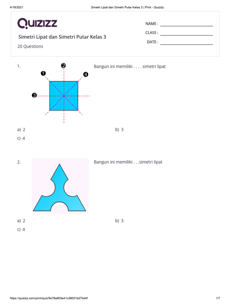 Simetri Lipat Dan Simetri Putar Kelas | PDF