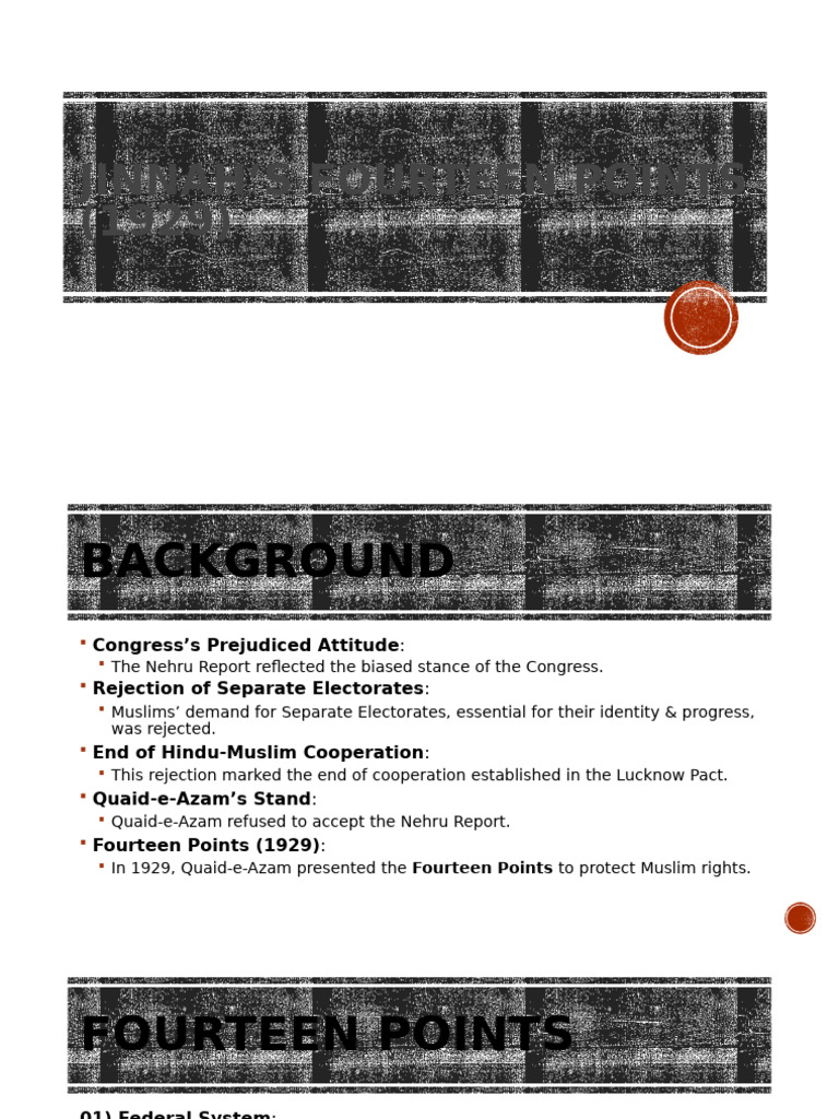 Week 04 Lecture 02 Jinnah’s Fourteen Points (1929) | PDF | Muhammad Ali Jinnah | Government