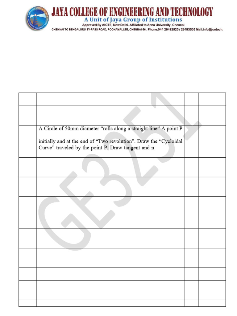 GE3251 Engineering Graphics Question Bank | PDF | Ellipse | Circle