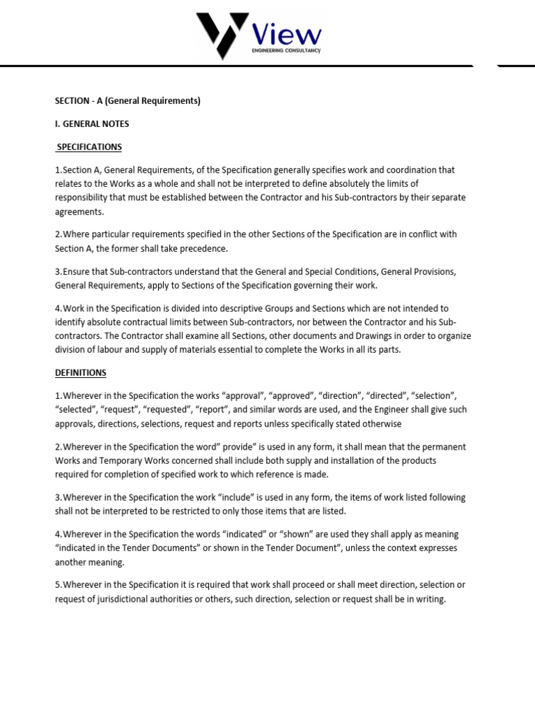 01 - General Specifications | PDF | Specification (Technical Standard) | General Contractor