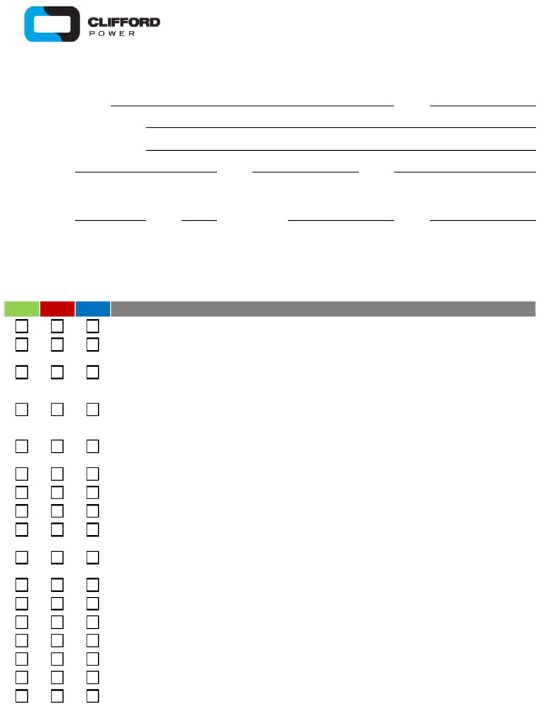 Clifford Power Pre Start Up Checklist | PDF | Electric Generator ...