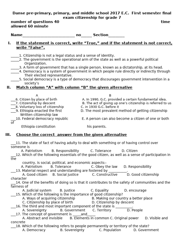 Citizenship Grade 7 Finale | PDF | Democracy | Political Ideologies