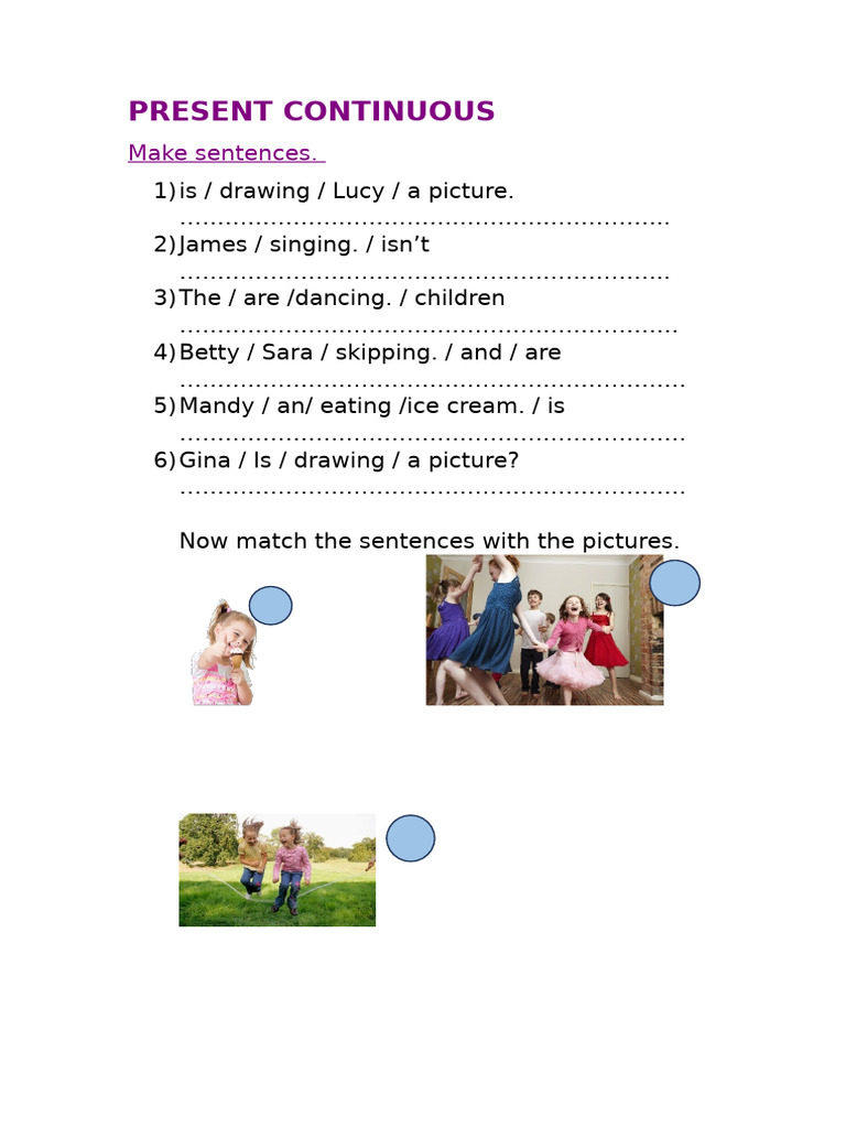 Present Continuous Exercises for Juniors | PDF