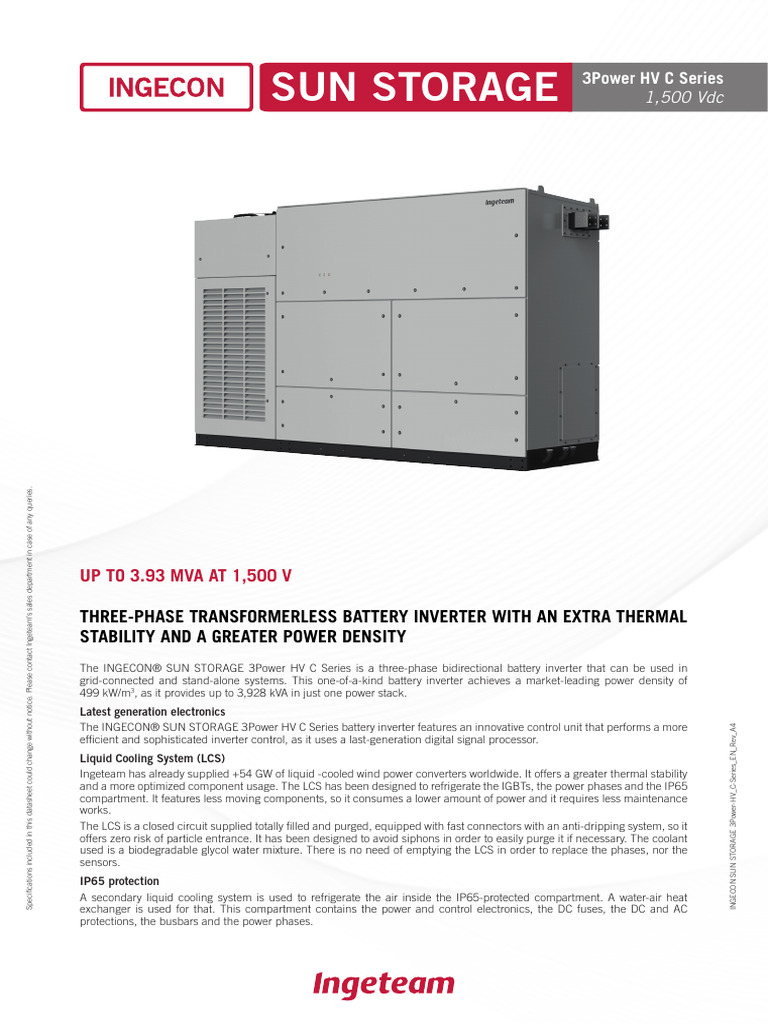 Ingeteam - Ingecon-Sun-Storage-3power-Hv-C-Series-En-Rev-A4 | PDF ...