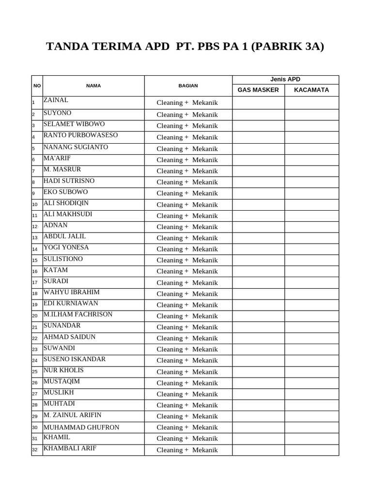 Tanda Terima Sarung Tangan Pa 1 | PDF