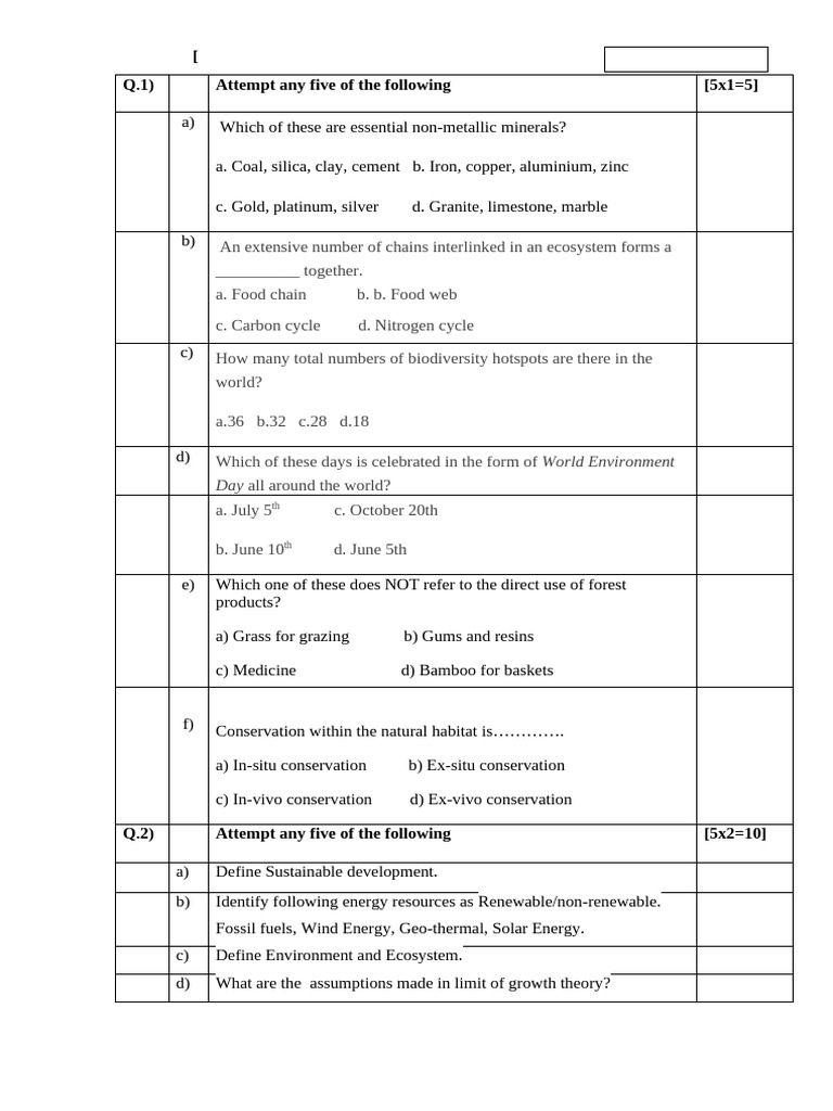 FY BCA Science SET 1 | PDF | Ecosystem | Conservation Biology