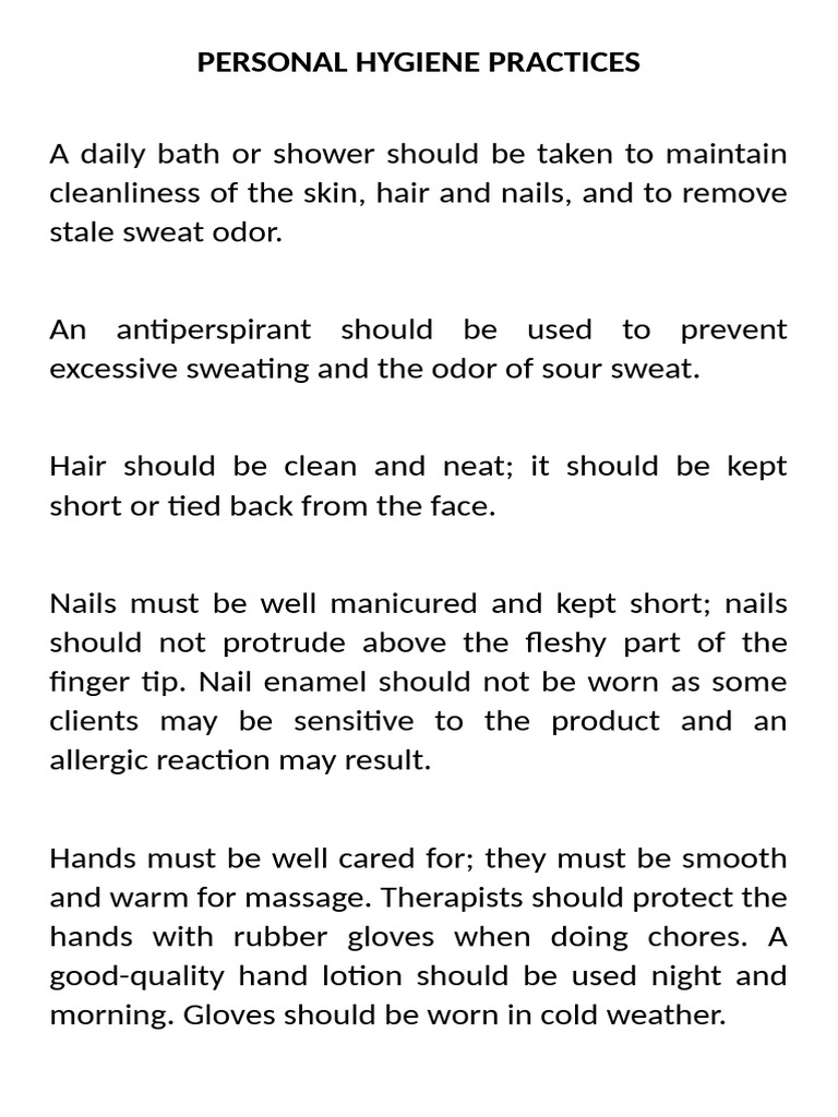 Essential Personal Hygiene Practices | PDF