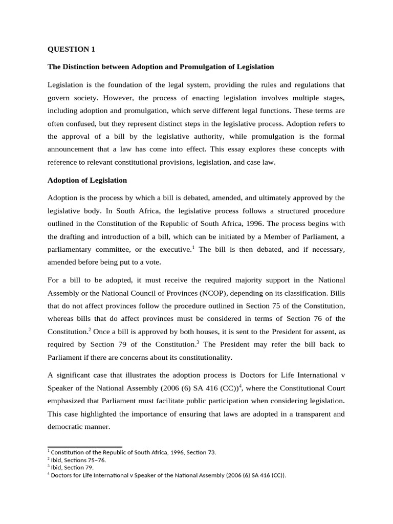 Adoption vs. Promulgation of Legislation | PDF | Deconstruction | Bill ...