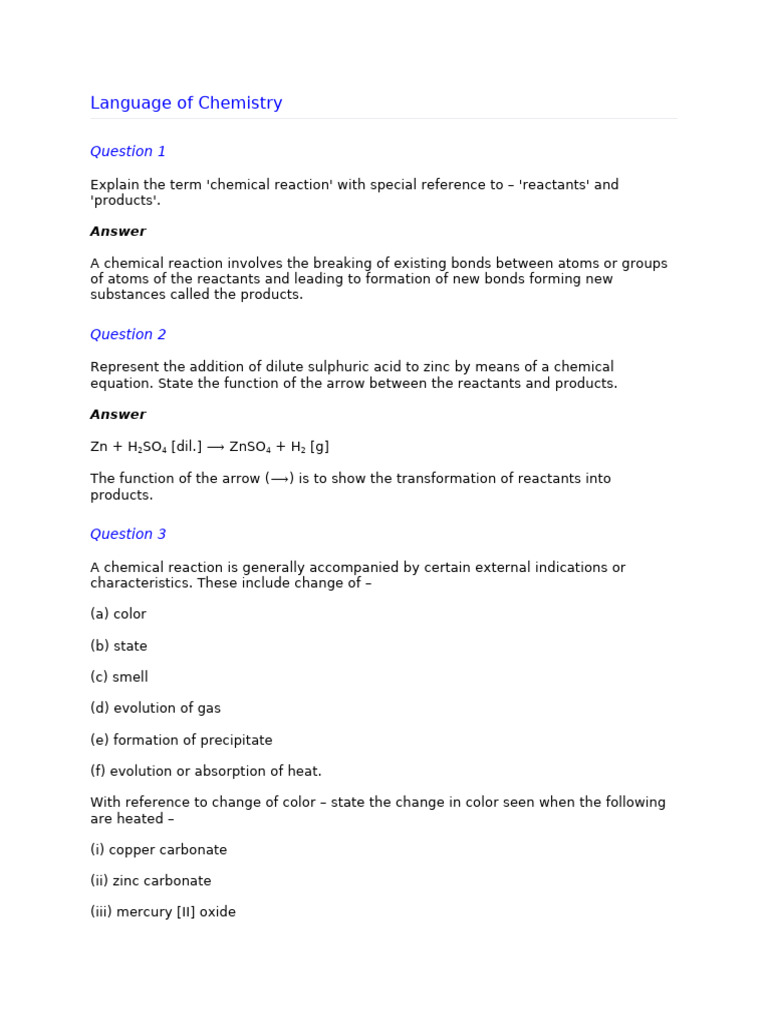 Understanding Chemical Reactions and Equations | PDF | Chemical ...