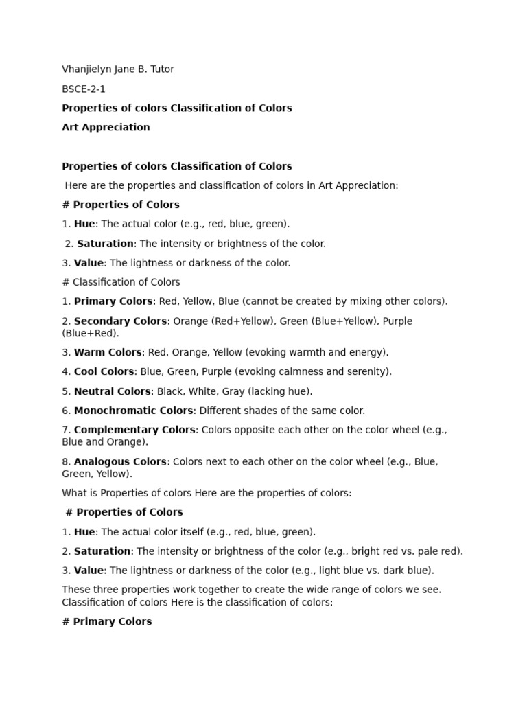 Classification of Art by Critics and Artist | PDF | Color | Yellow