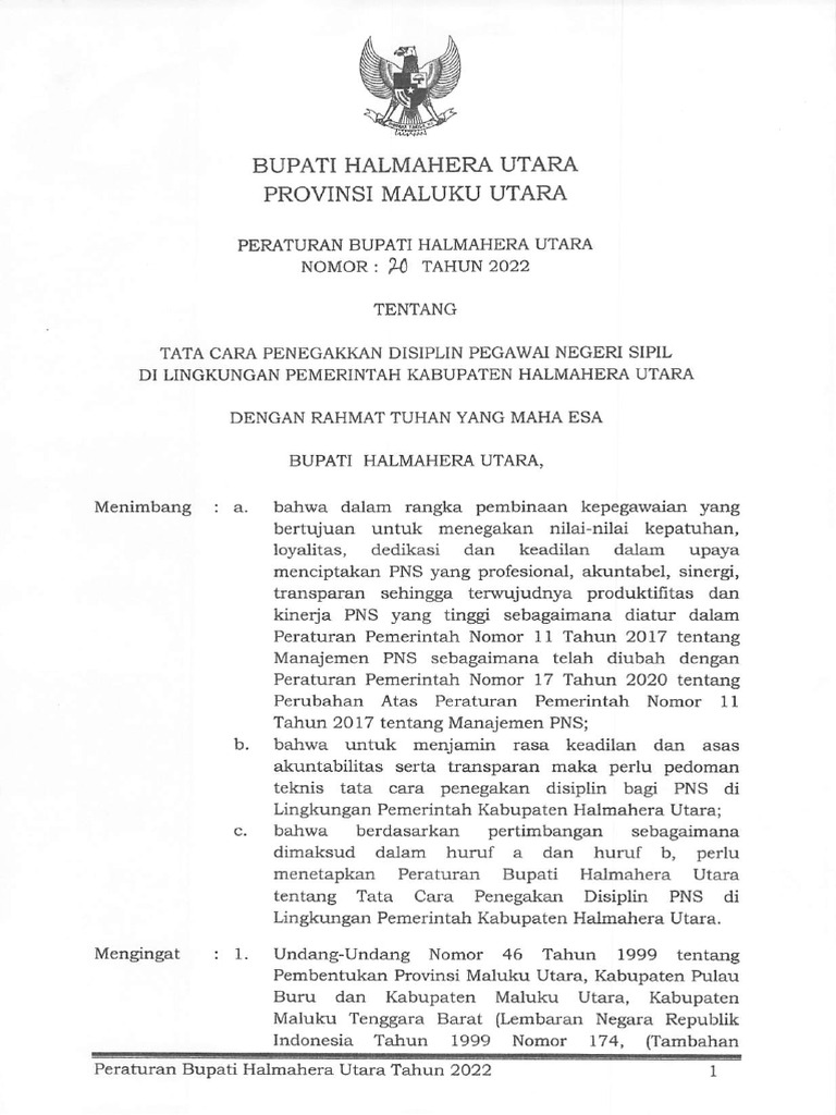 Perbup Tentang Prosedur Tetap Majelis Kode Etik PNS (Perbub 20 THN 2022 Tentang Tata Cara ...