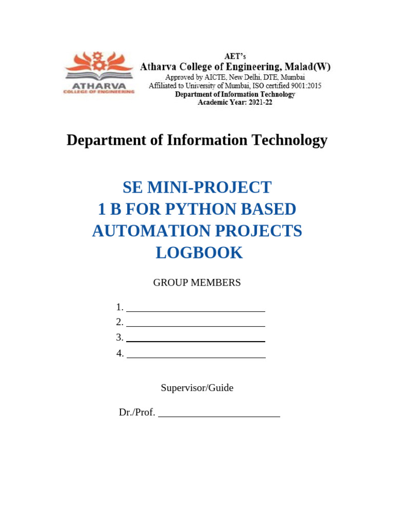 Python Automation Mini-Project Logbook | PDF | Engineering | System