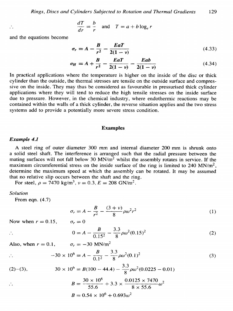 Solid Mechanics - Rotating Discs - Tutotials | PDF