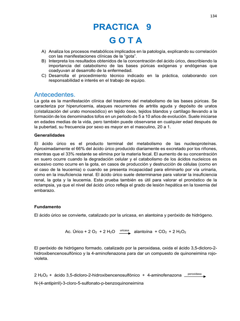Practica 9 y 10 gota y anemia | PDF | Gota | Vitamina B12