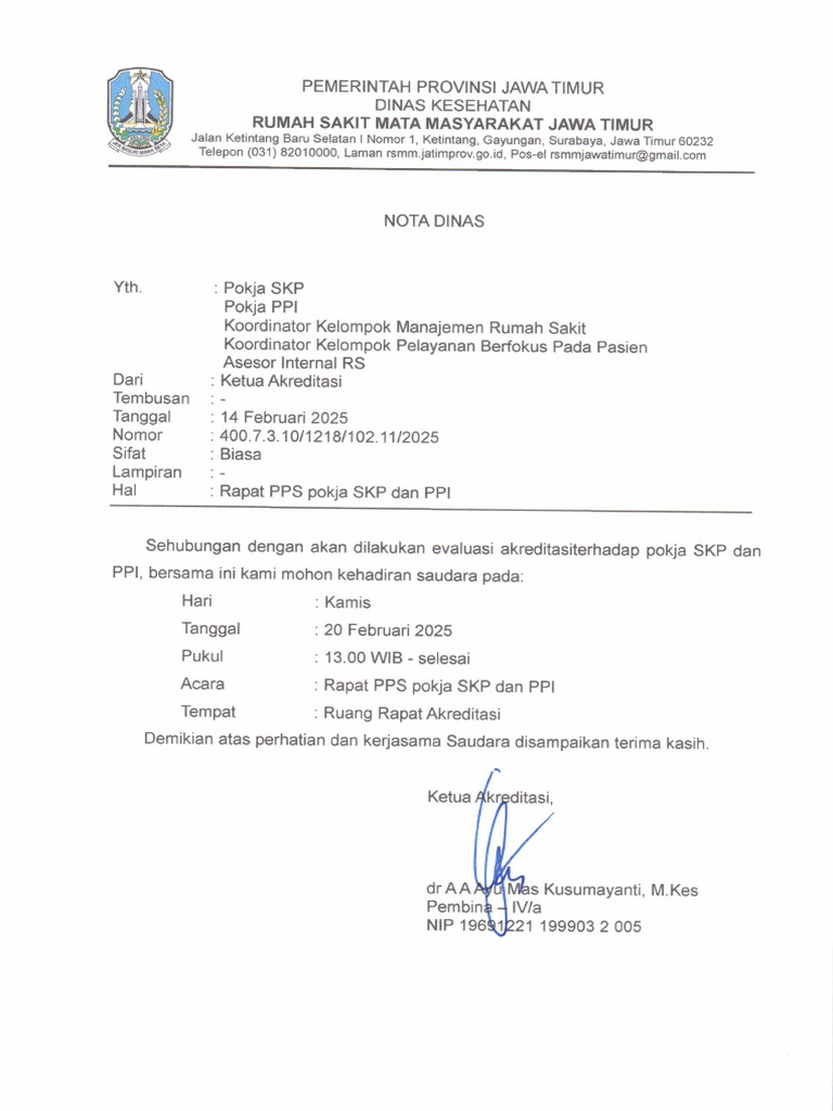 Nodin Rapat PPS Pokja SKP Dan PPI (20 Feb 2025) | PDF