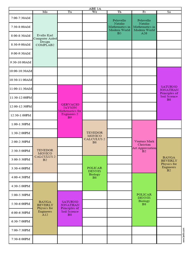 Student Schedule Final | PDF | Science