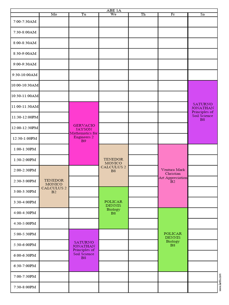 Student Schedule | PDF | Engineering | Science