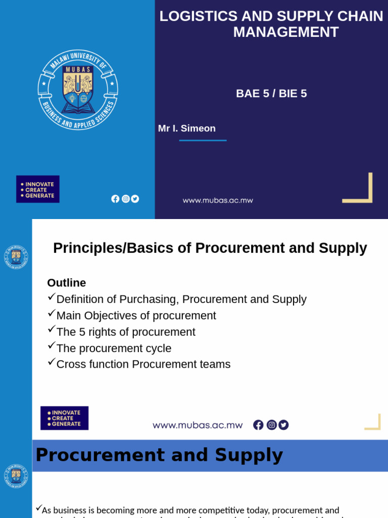 Basics of Procurement and Supply | PDF | Procurement | Supply Chain