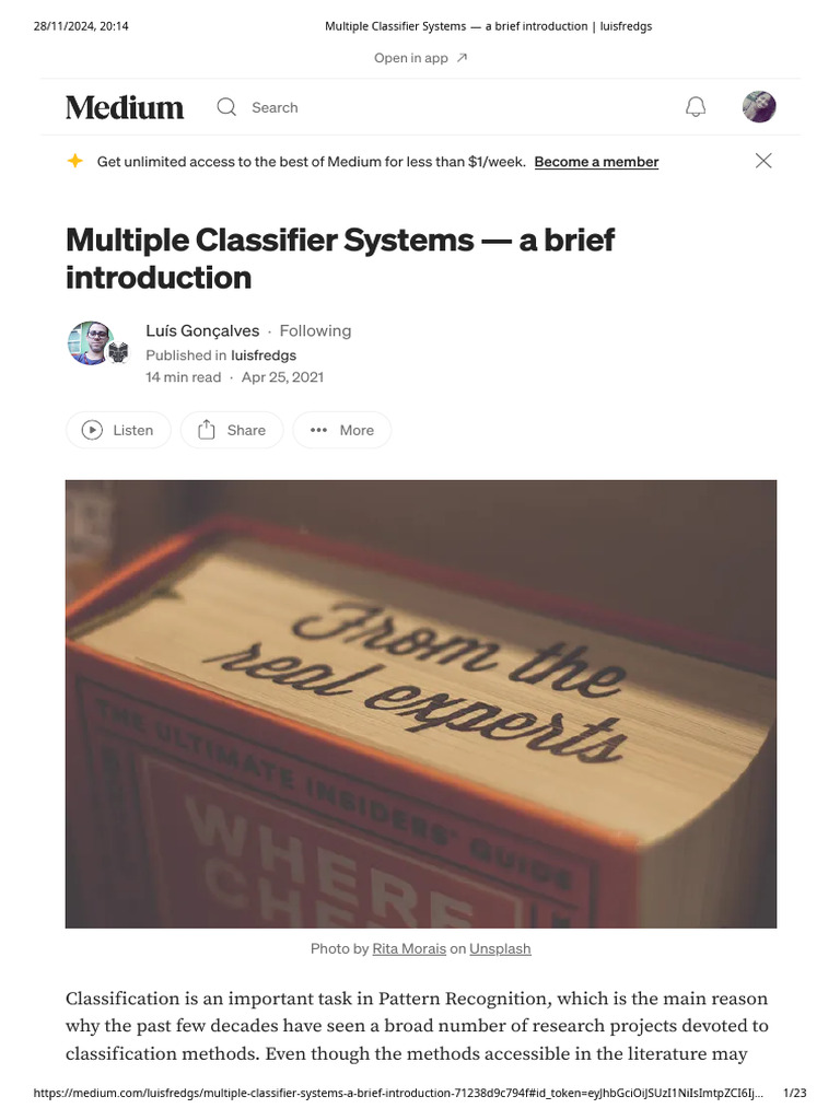 Multiple Classifier Systems — A Brief Introduction Luisfredgs Pdf