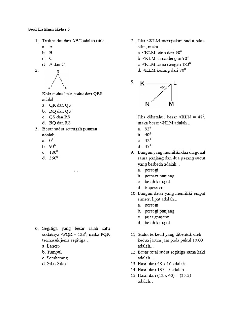 Soal Latihan Kelas 5 | PDF