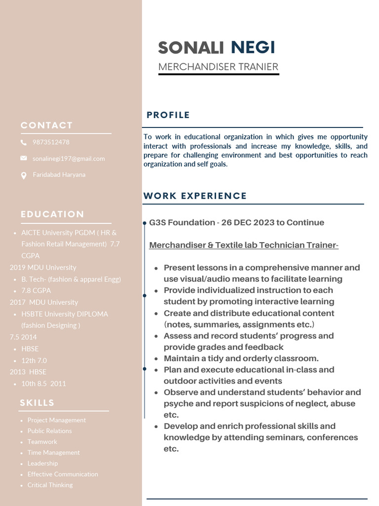 sonali cv | PDF | Textiles | Learning