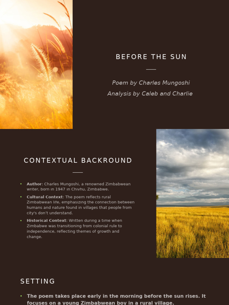Analysis of Mungoshi's "Before the Sun" | PDF | Poetry