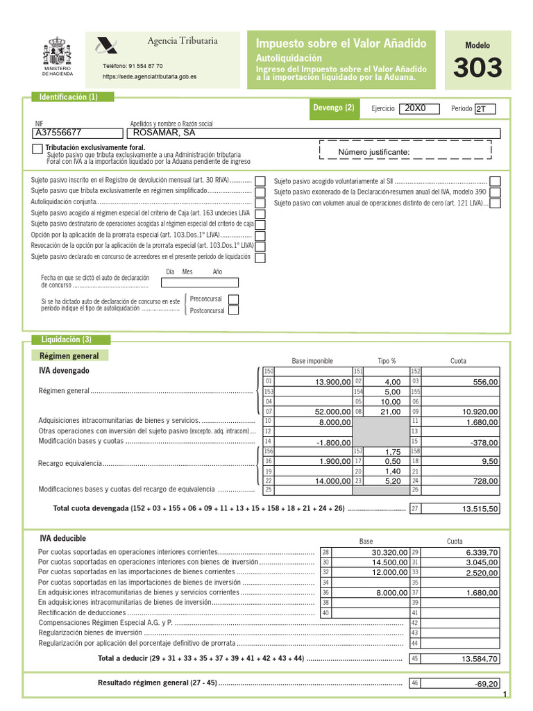 Autoliquidación del IVA Modelo 303 | PDF | Dinero | Business
