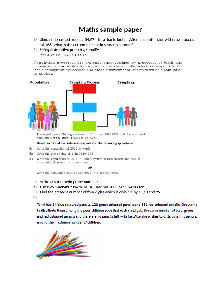 Maths Sample Paper For Dav Class 6.. Final Term 2024-25 Must Practice | PDF