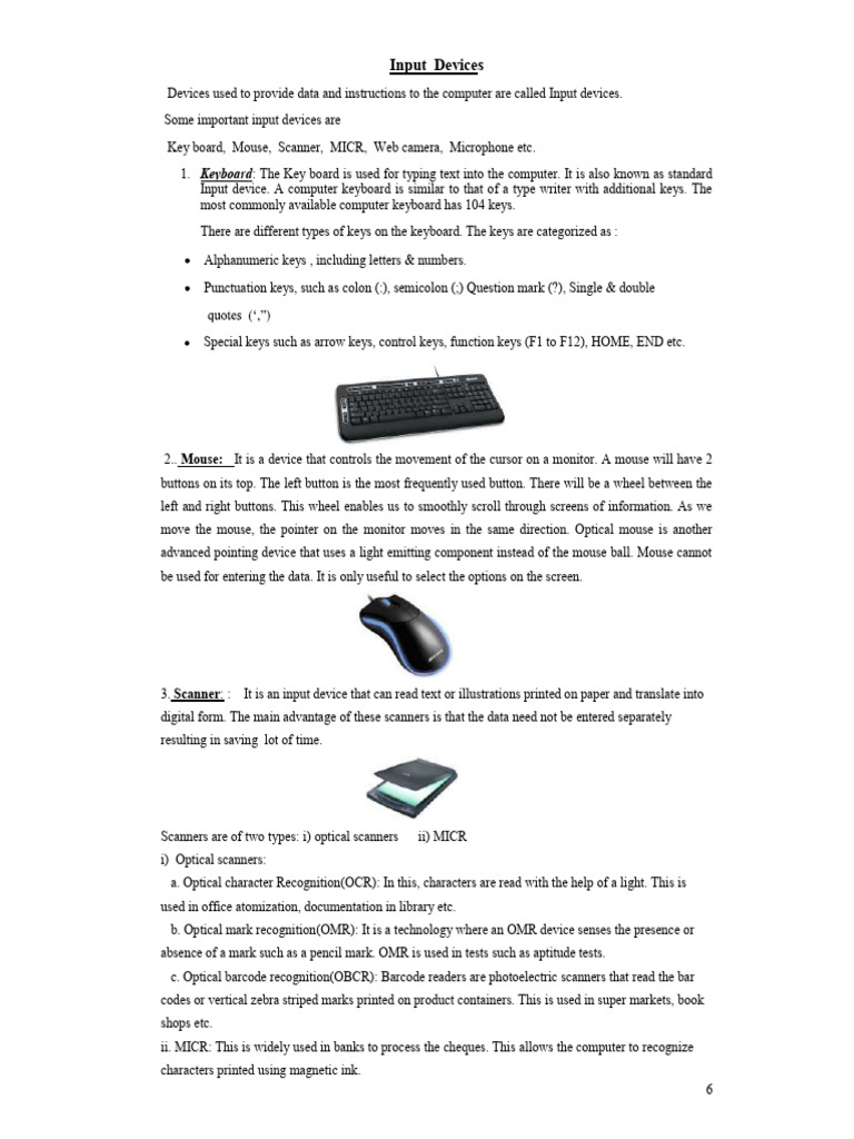 Input and Output Devices Overview | PDF | Computer Data Storage ...